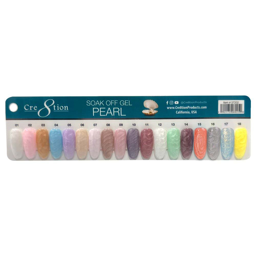 Cre8tion Color Chart - Pearl Gel 18 colors – C8 Nail Supply