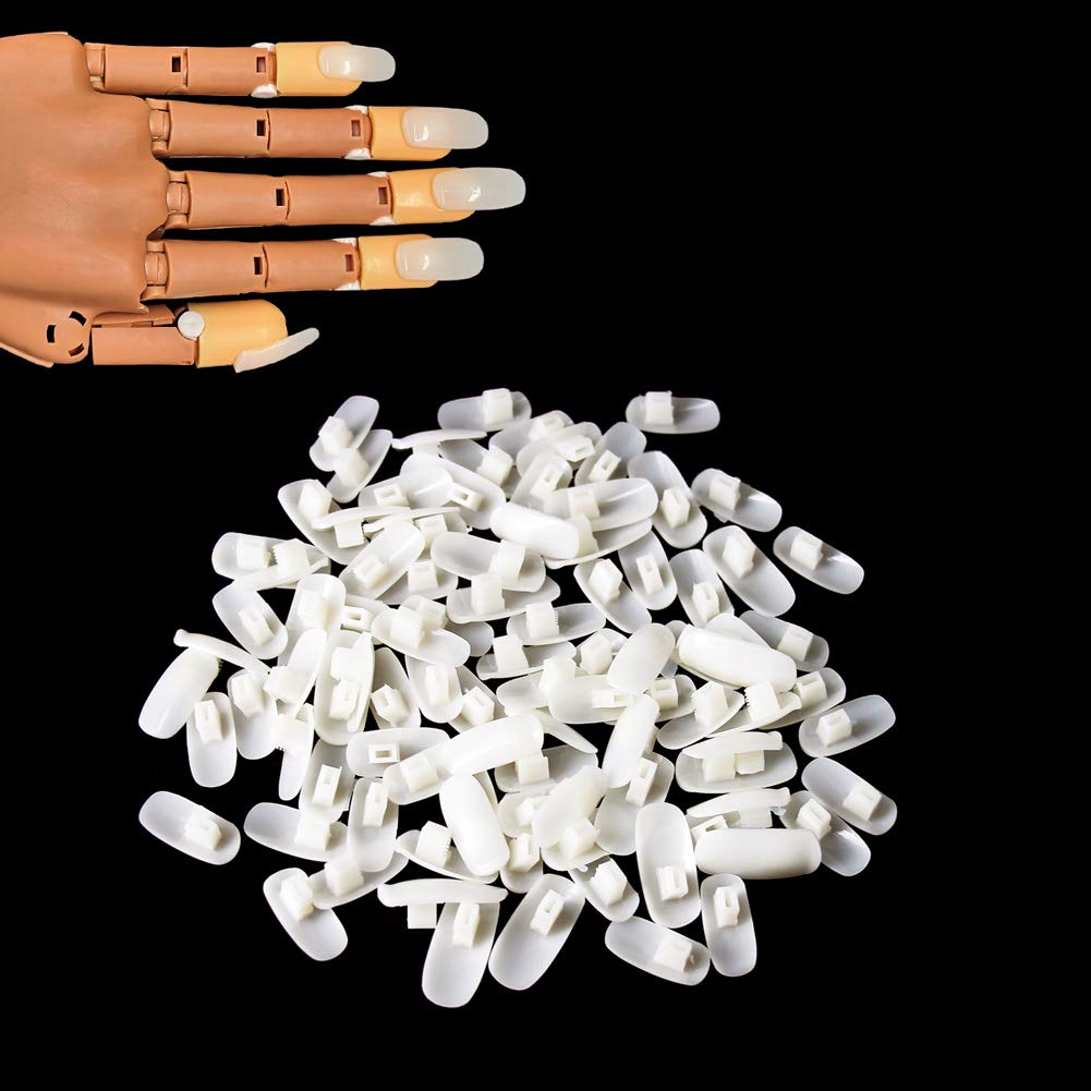 Cre8tion Refill Nail Tips for Joint Practice Hand with Long Clamp 100 ...