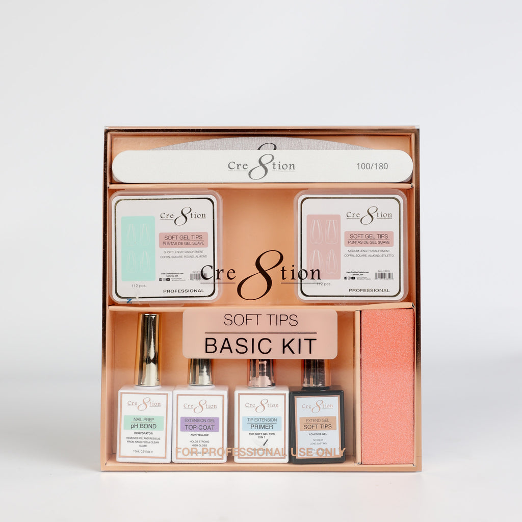 Cre8tion Soft Tips Basic Kit With Bond And Primer – C8 Nail Supply