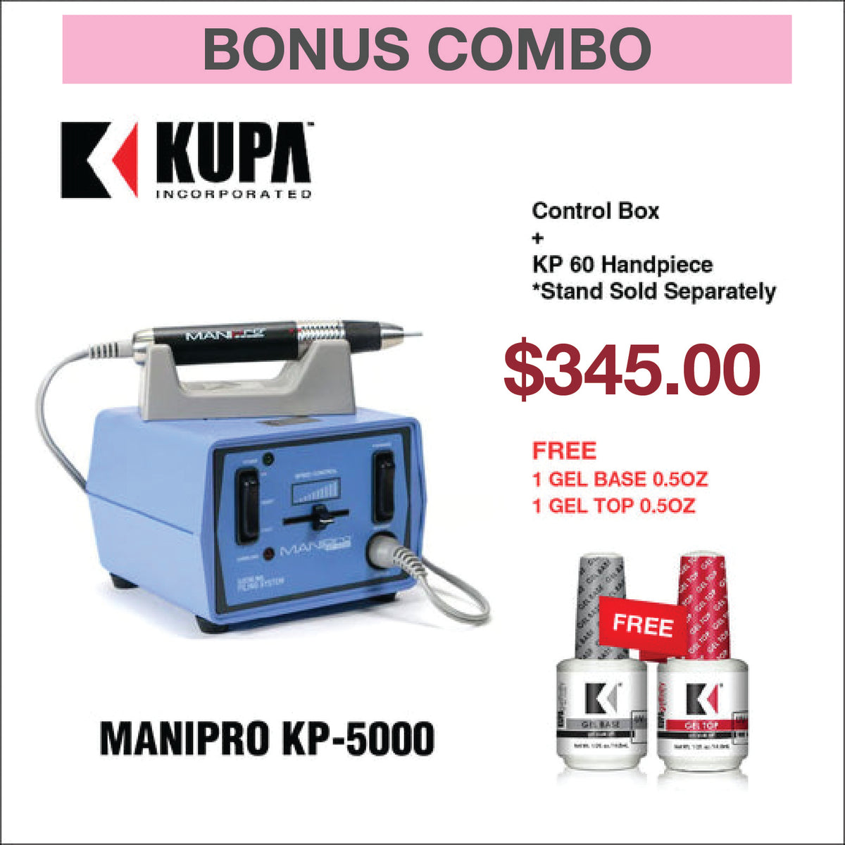 (Bonus Combo) Kupa ManiPro KP-5000+ KP-60 Handpiece - Free 1 Gel Base ...