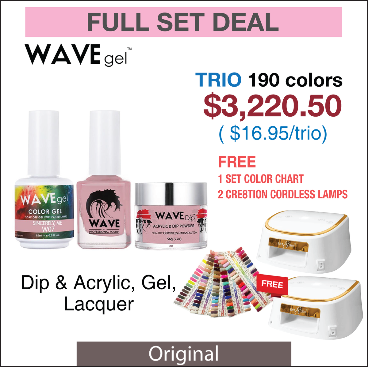 Wavegel Trio Matching Color - Full set 190 Colors (W050 - W240) w/ 1 s ...
