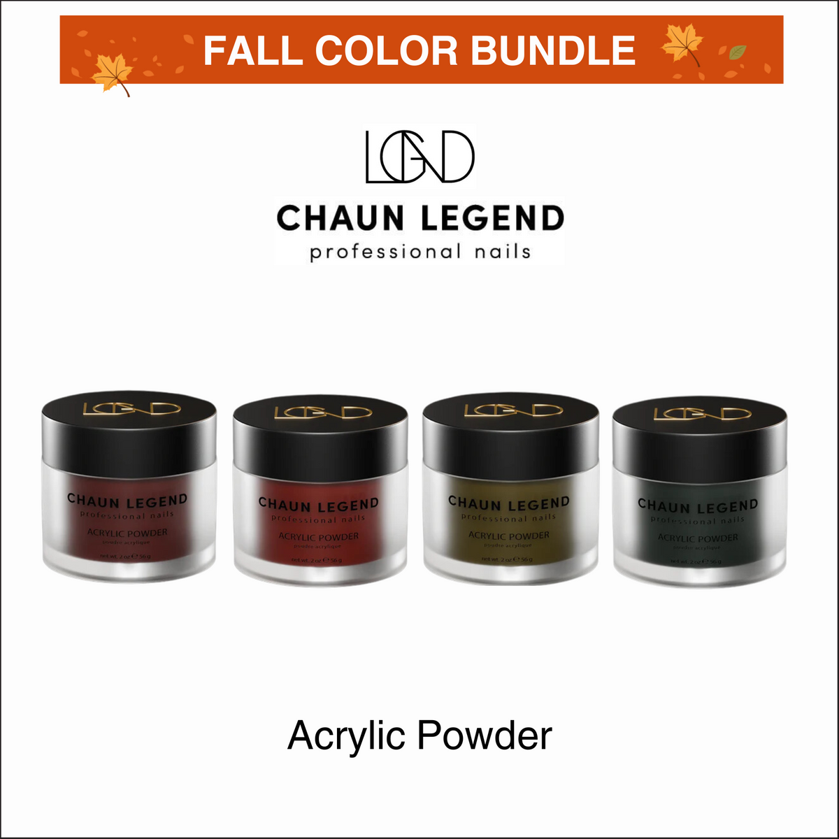 (Fall Color Bundle) Chaun Legend - Acrylic Powder 2oz - Pre-selected 4 ...