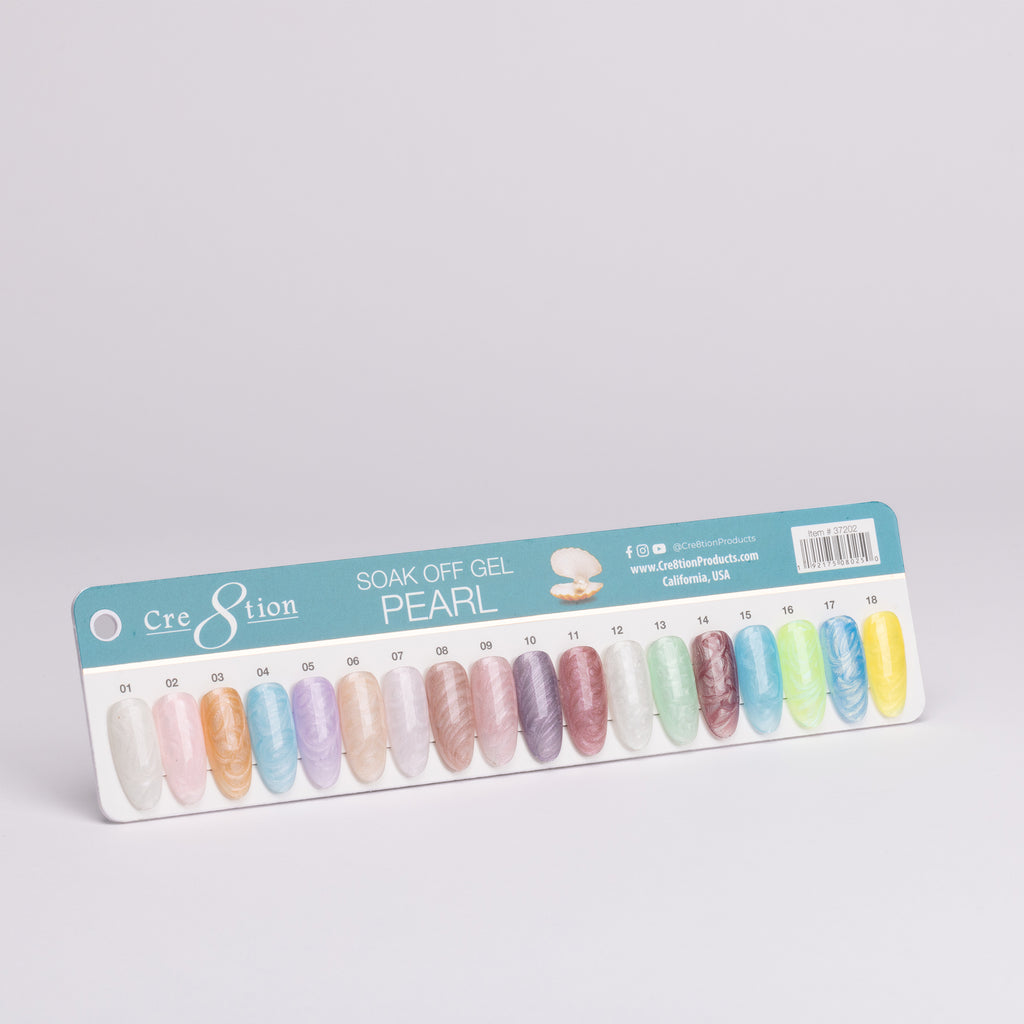 Cre8tion Color Chart - Pearl Gel 18 colors – C8 Nail Supply