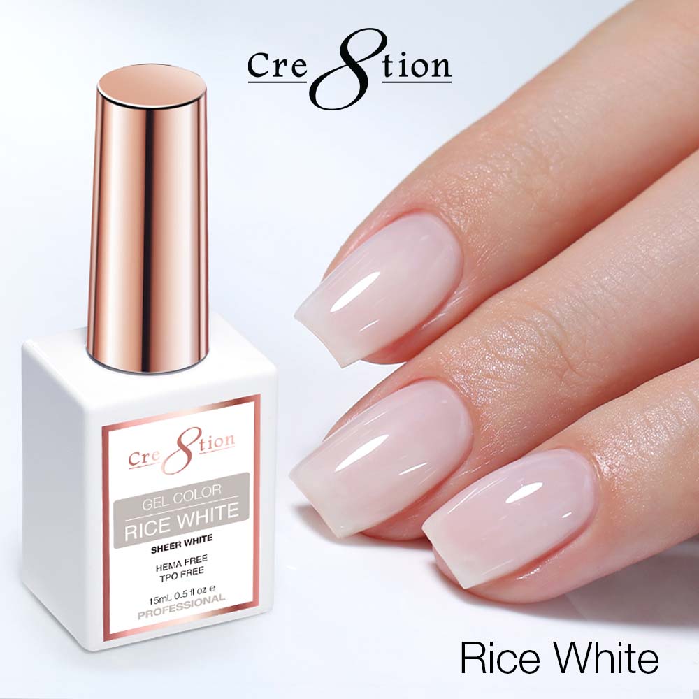 Cre8tion Rice White Gel 0.5oz – C8 Nail Supply
