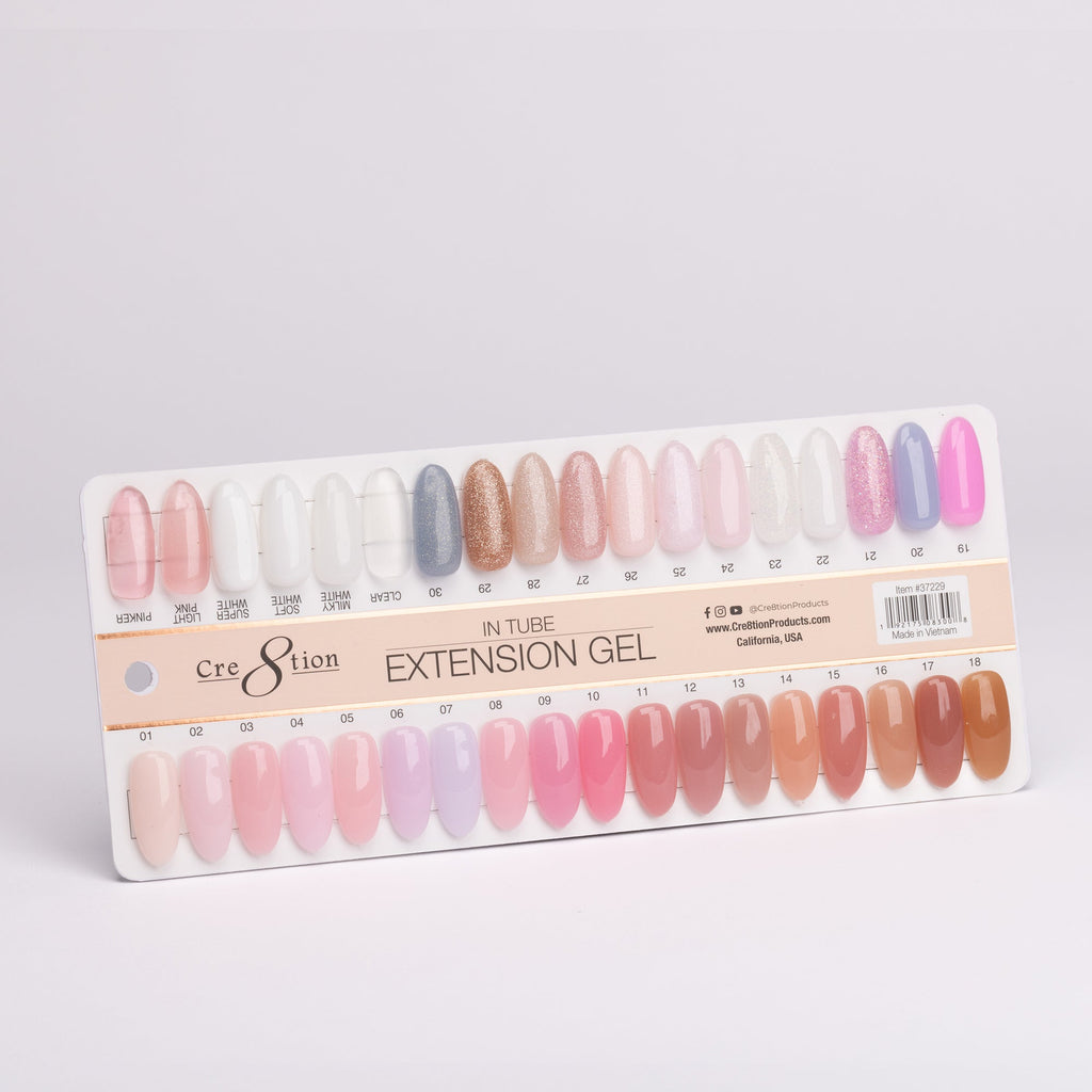 Cre8tion Color Chart - Poly Gel-Extension Gel In Tube 36 colors (#01 ...