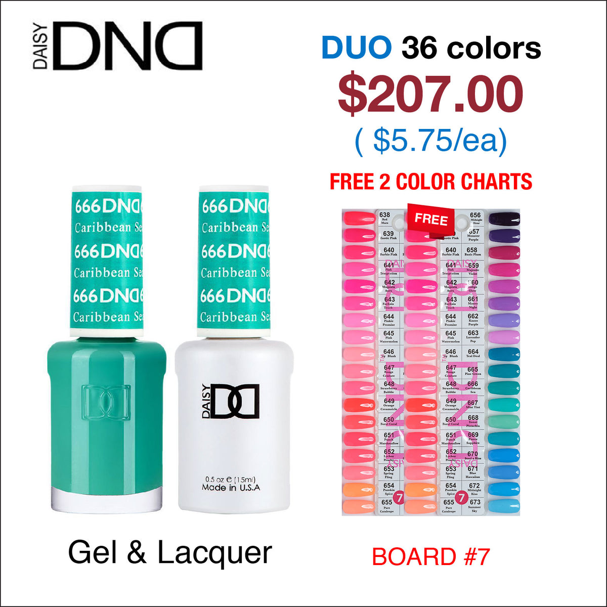 DND Duo Matching Color - 36 colors Board 7 (#638 - 673) w/ 2 Color Cha ...